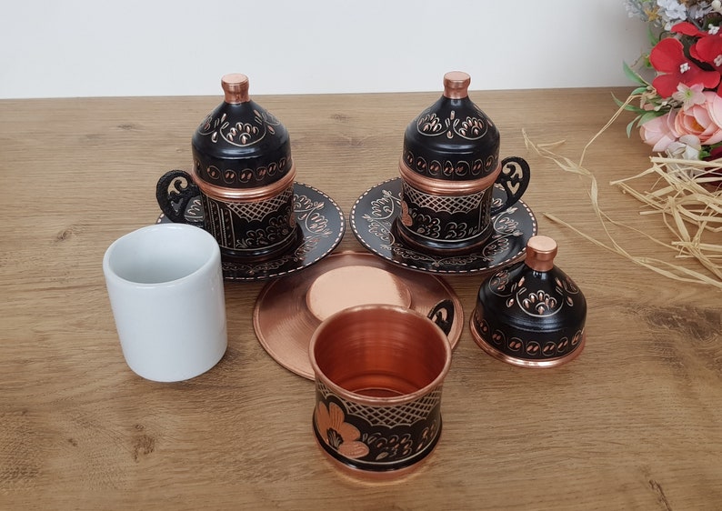 Engraved Turkish Copper Coffee Cup Mug Set,high Quality Turkish Arabic ...