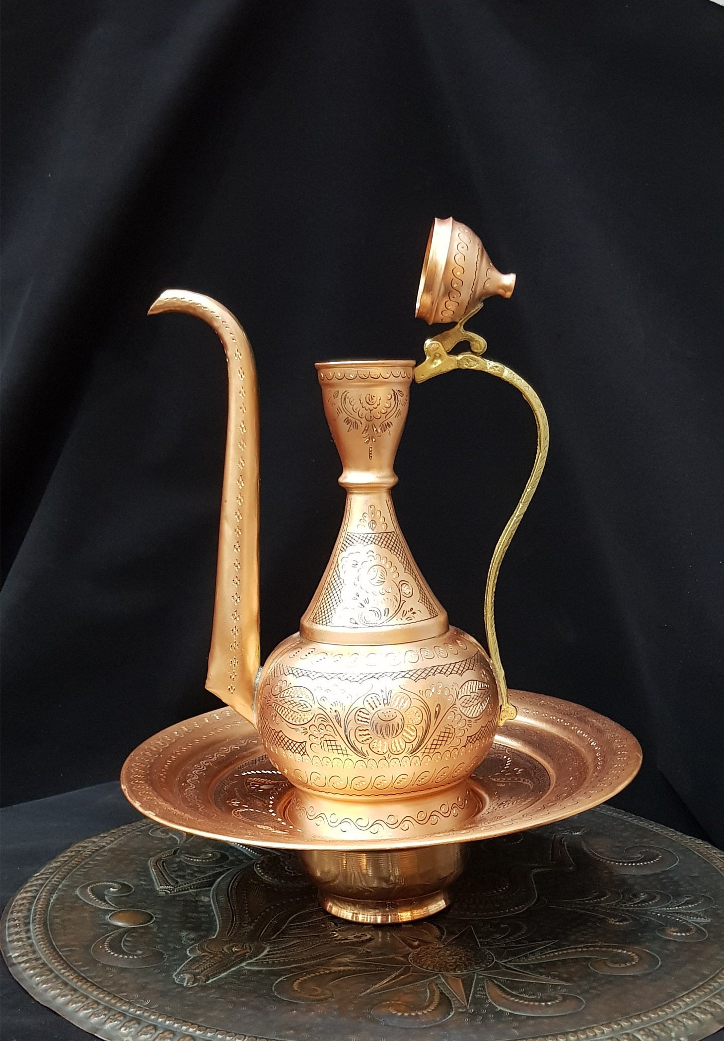 Large Decorative Copper Pitcher Ewer Basin Set,elegant Home Decor ...