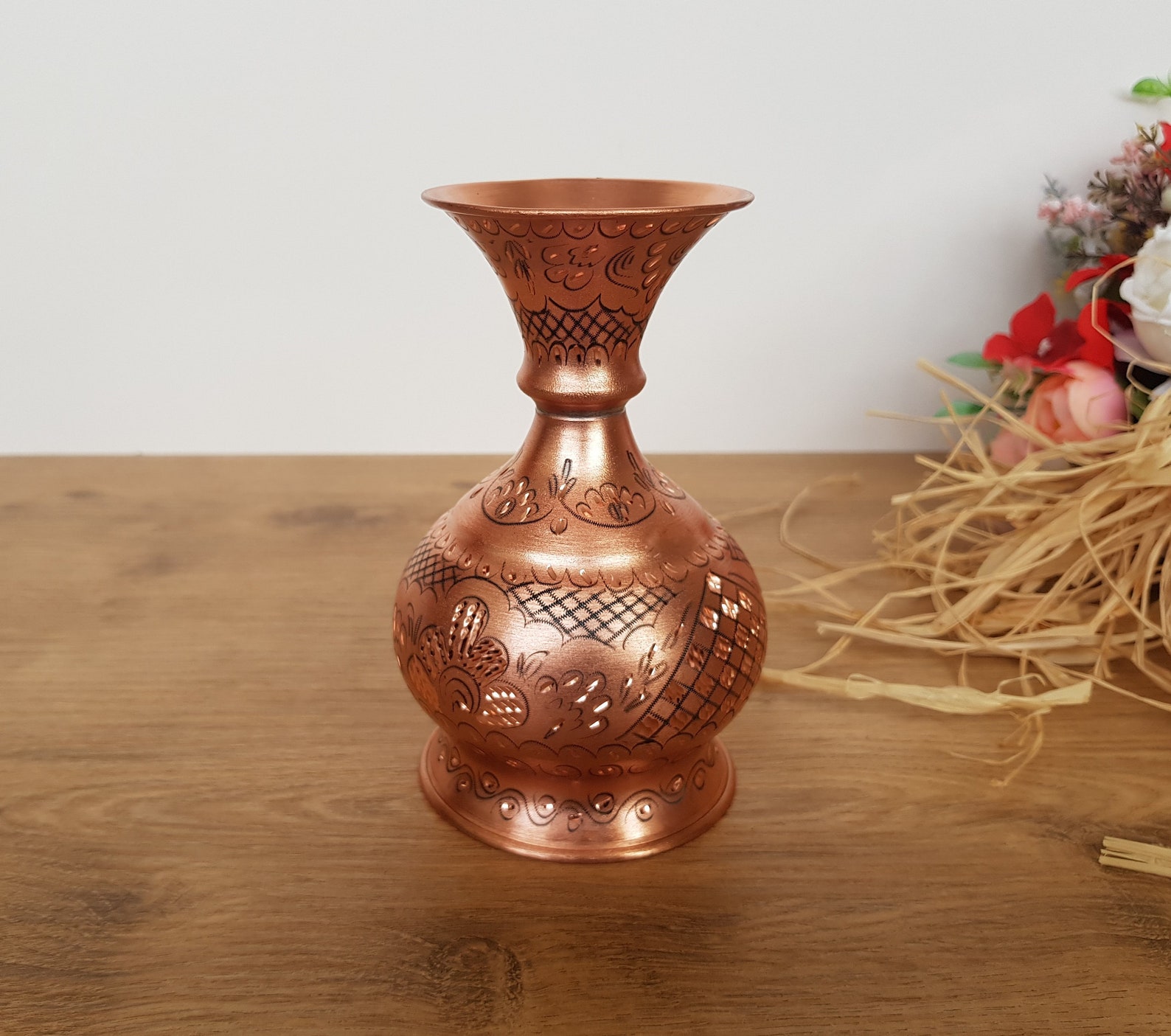 Rustic Copper Flower Vase,metal Decorative Pretty Farmhouse Vase,sweet ...