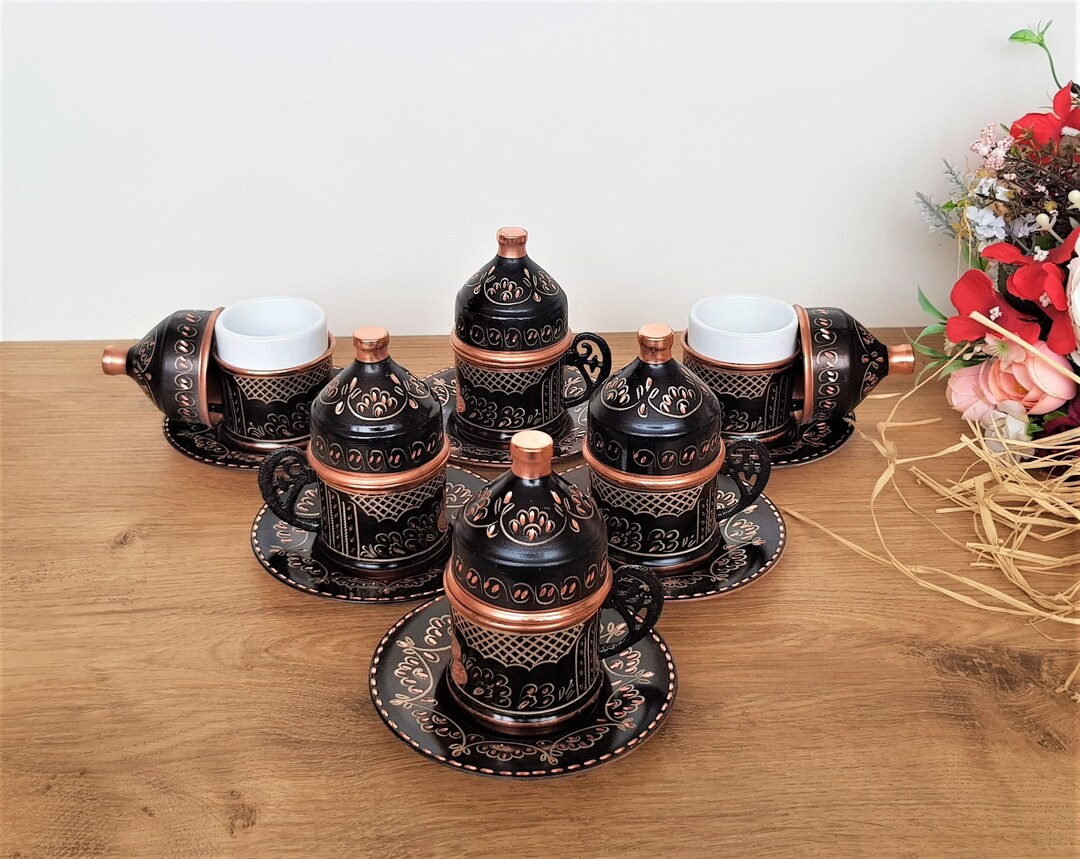 Engraved Turkish Copper Coffee Cup Mug Set,high Quality Turkish Arabic ...