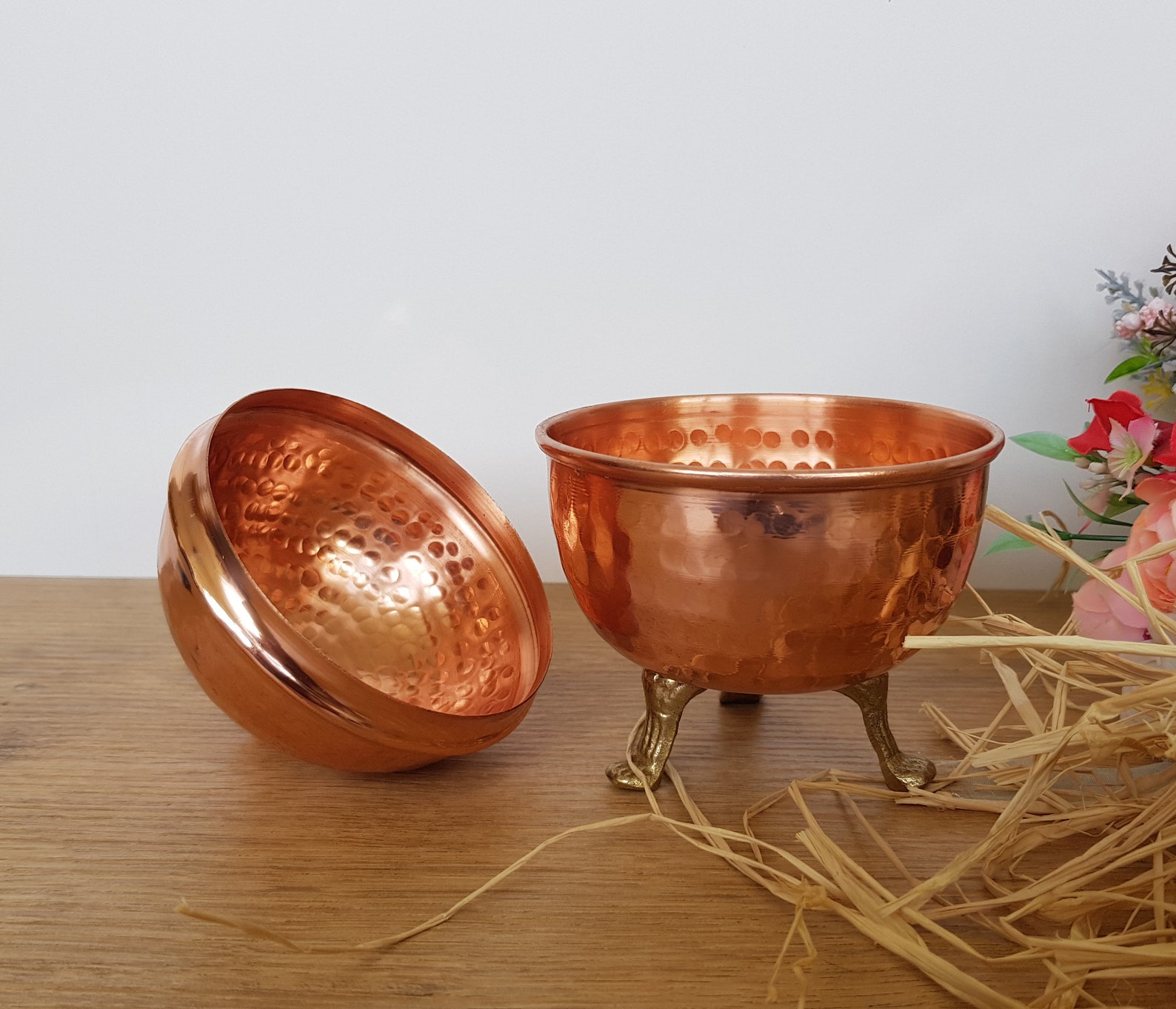 Small Copper Decor Bowl,decorative Mini Tripod Round Candy Dish With ...
