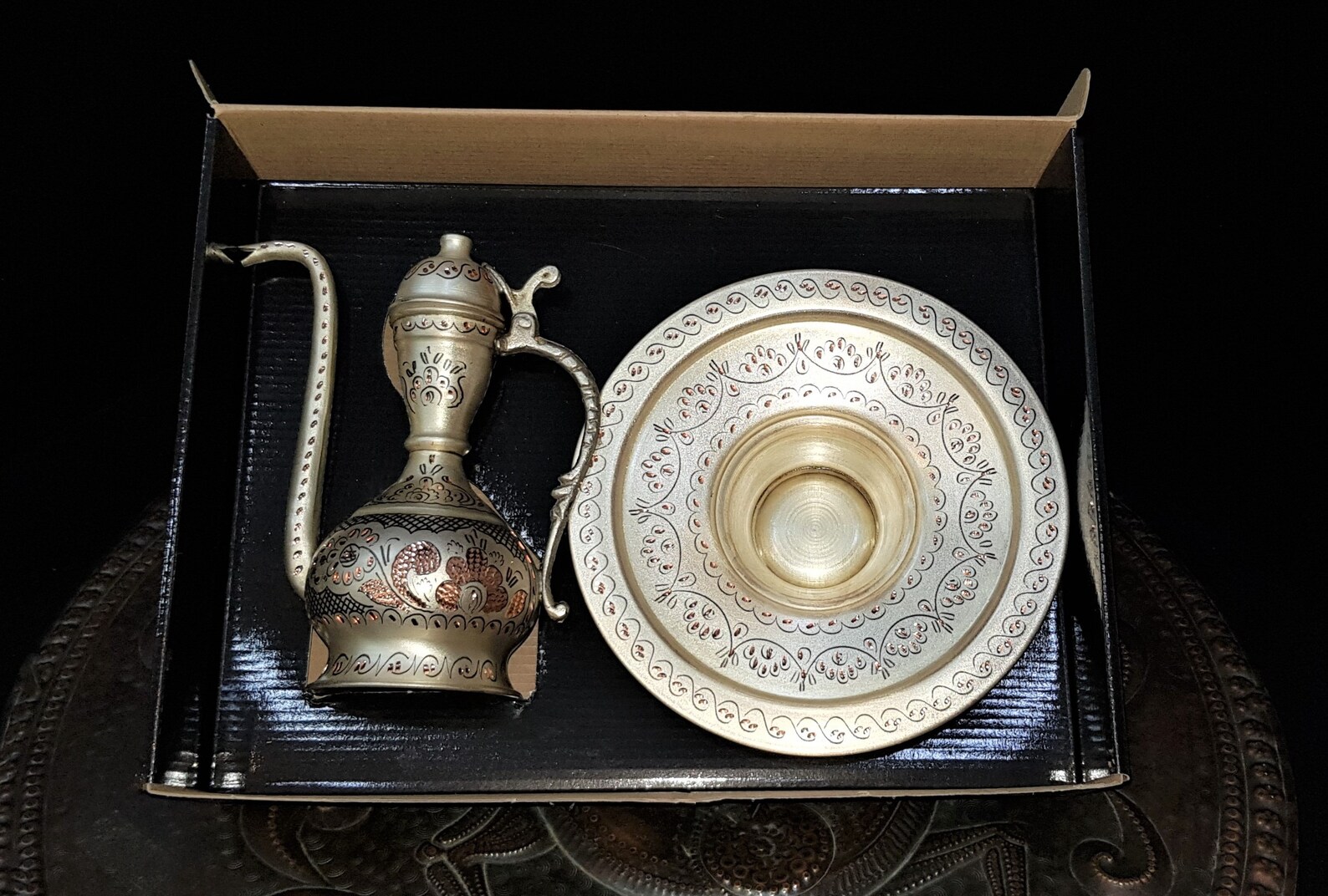 Engraved Decorative Copper Pitcher Ewer Basin Setfarmhouse - Etsy