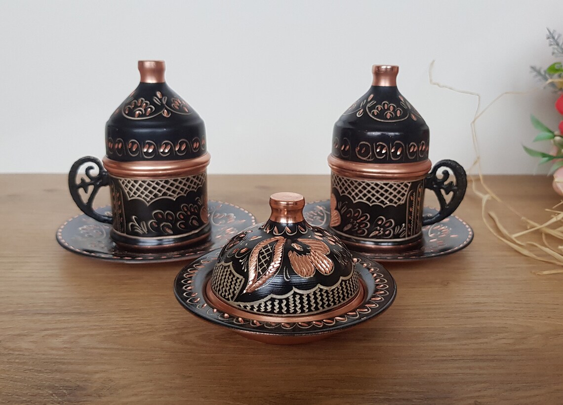 Engraved Turkish Copper Coffee Cup Mug Set,high Quality Turkish Arabic ...