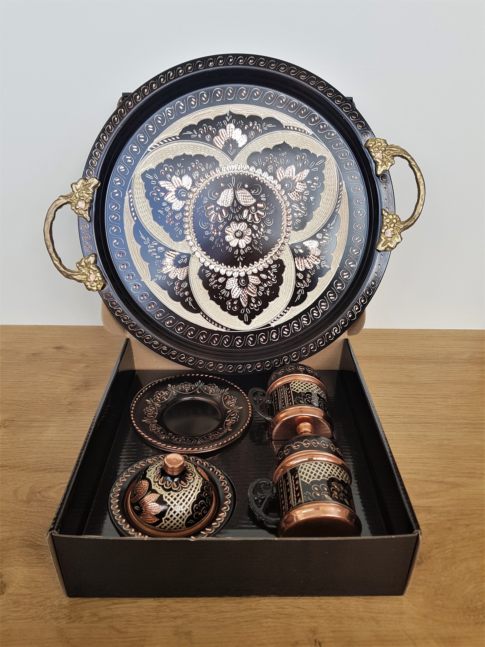 Turkish Coffee Cup Mug Set With Tray and Turkish Coffee Pot(cezve),high ...