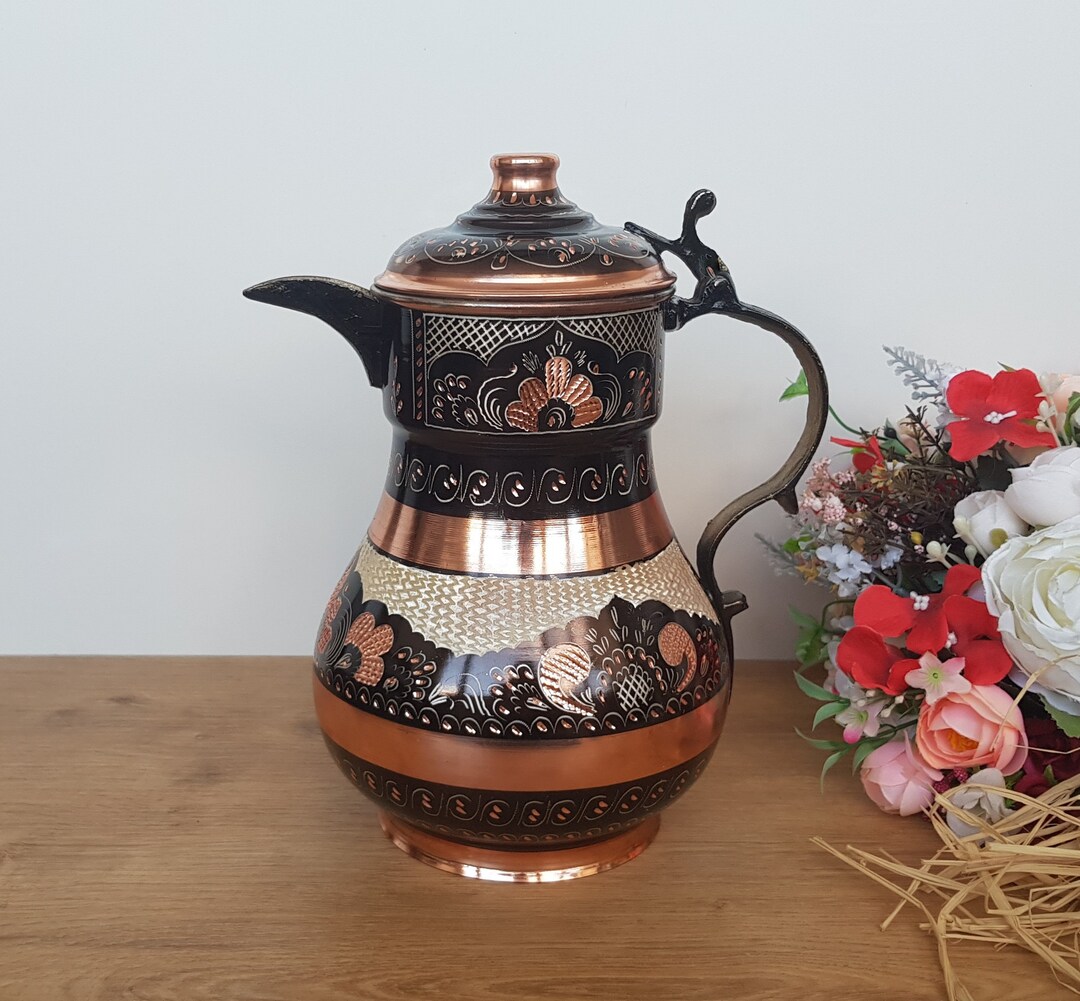 Copper Water Pitcher,handmade Tinned Copper Jug,water Jug Dispenser ...