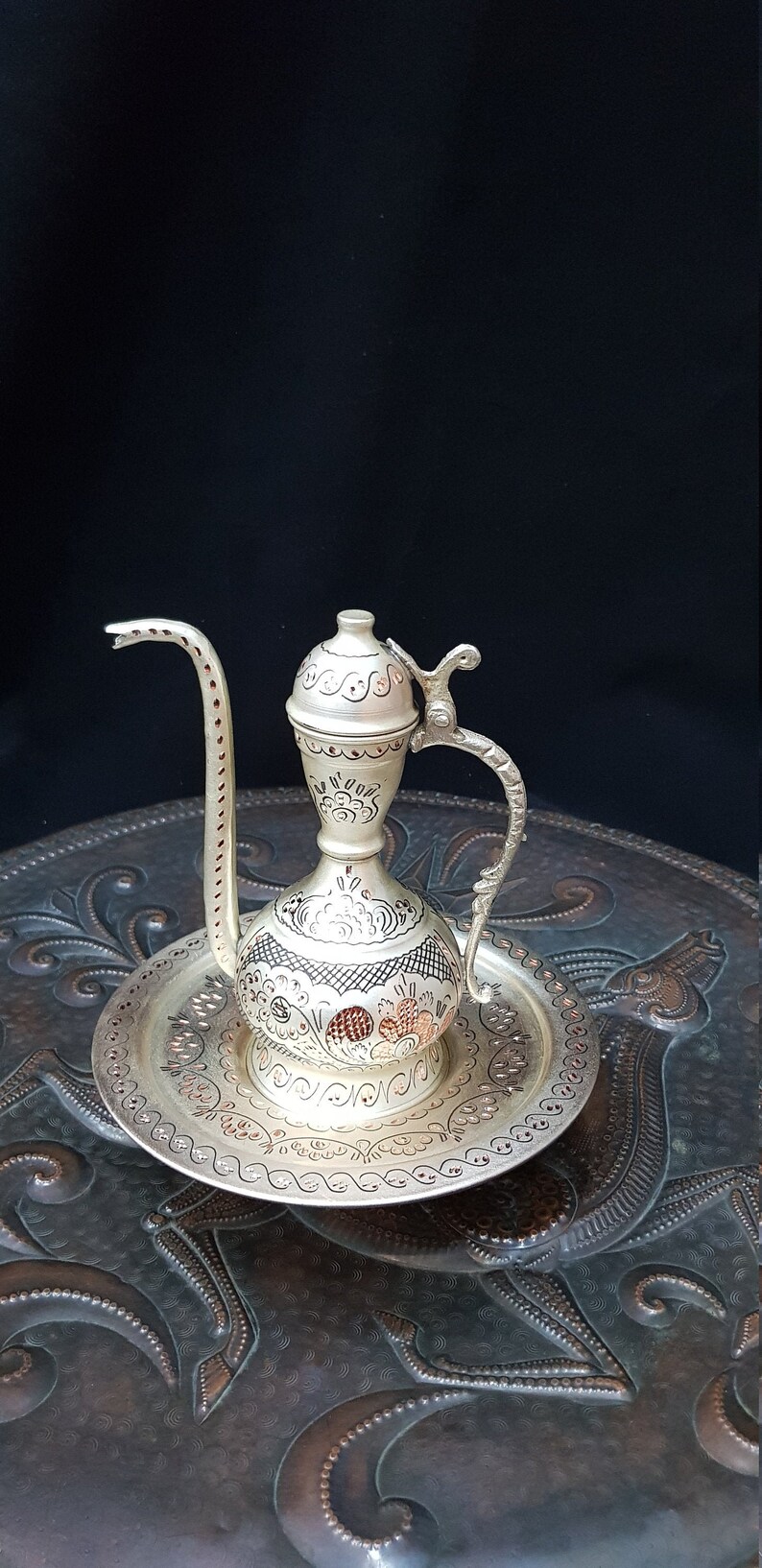 Engraved Decorative Copper Pitcher Ewer Basin Setfarmhouse - Etsy