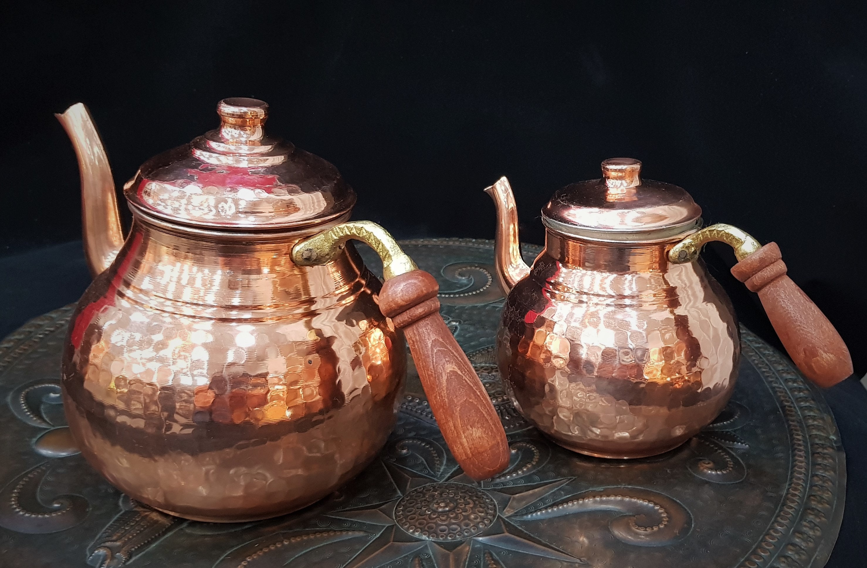 Handmade Turkish Copper Teapot Settraditional Turkish Black - Etsy