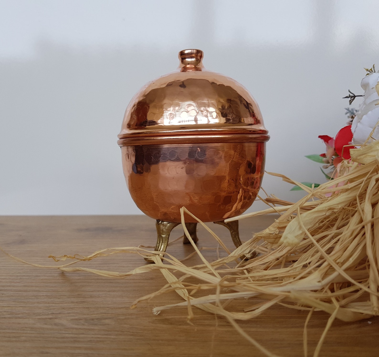 Small Copper Decor Bowl,decorative Mini Tripod Round Candy Dish With ...
