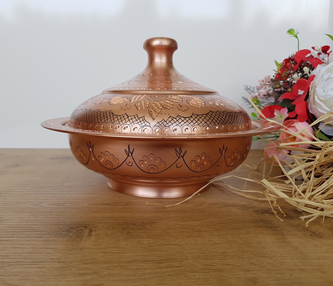 Large Decorative Sugar Bowl,rustic Copper Candy Dish With Lid,ottoman ...