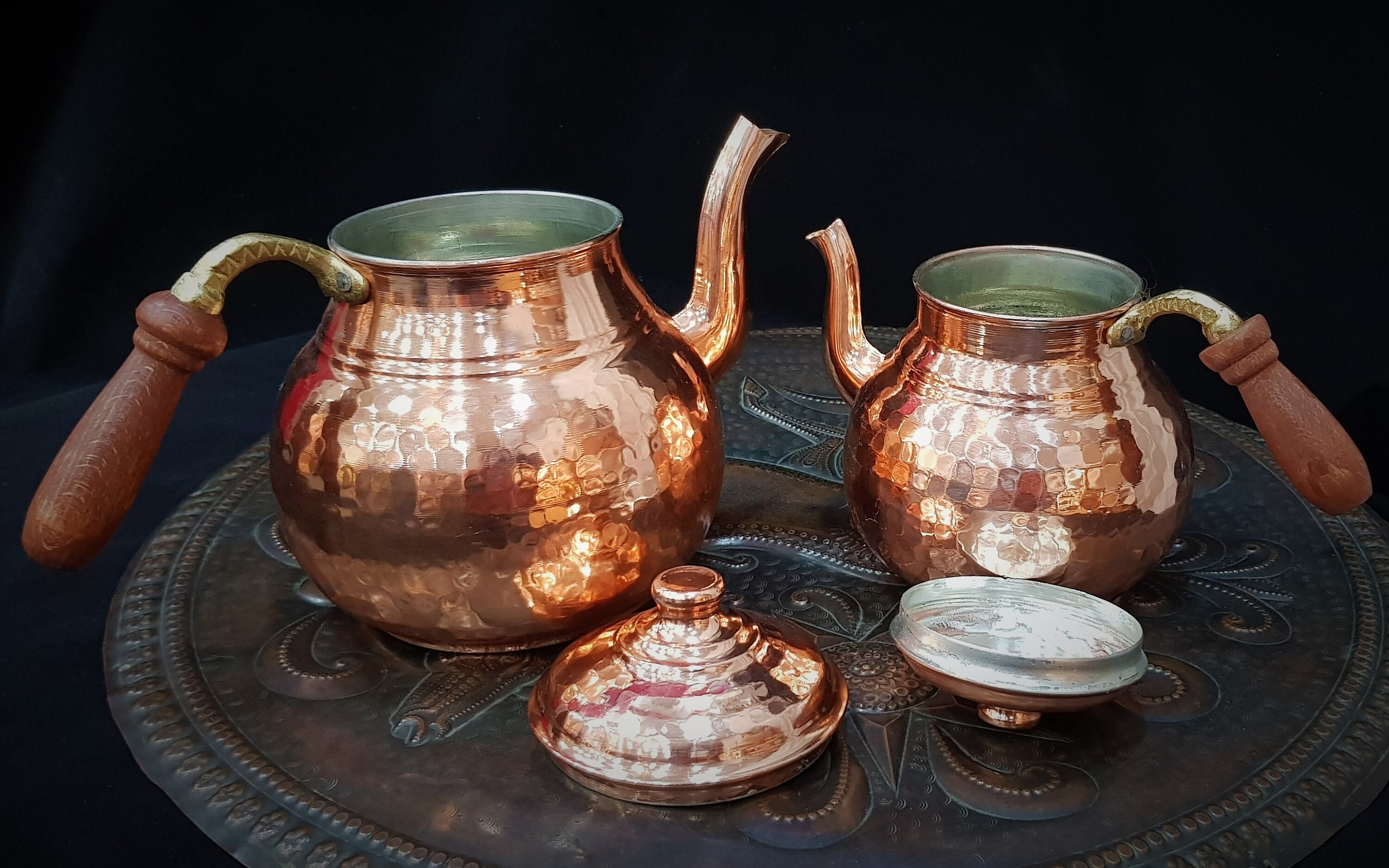 Handmade Turkish Copper Teapot Settraditional Turkish Black - Etsy