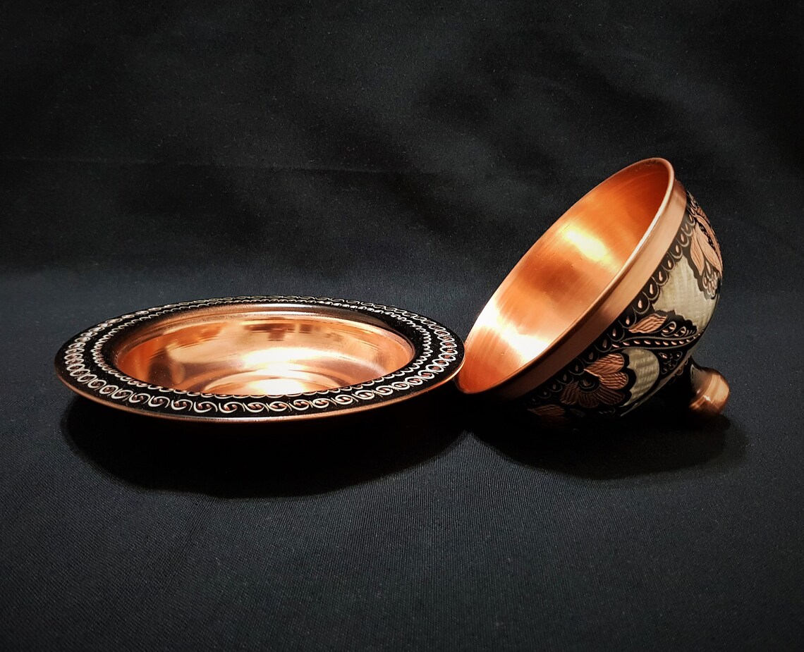 Copper Bowl Sugar Bowl With Lid Turkish Delight Bowl With - Etsy