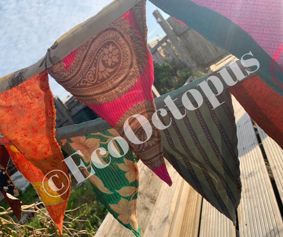 Recycled Bunting Made From Sari off Cuts. - Etsy UK