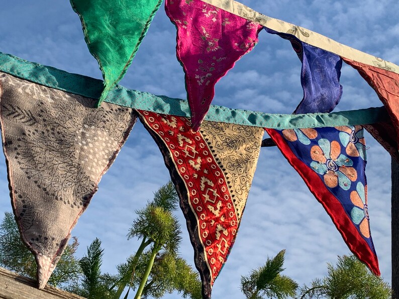 Recycled Bunting Made From Sari off Cuts. Unusual Bunting - Etsy