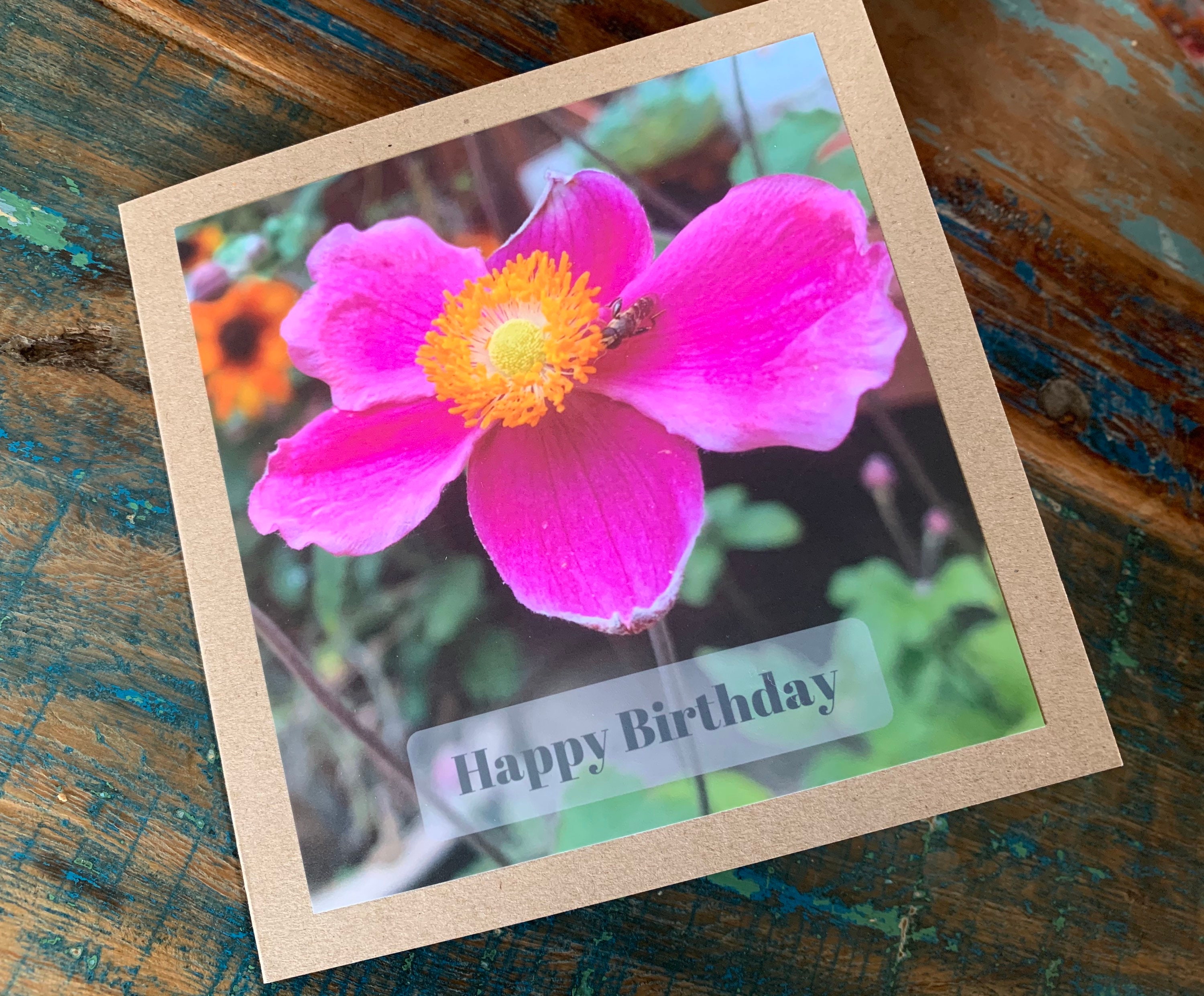 Flower Card Recycled Card Birthday Card Pink Birthday Gift - Etsy