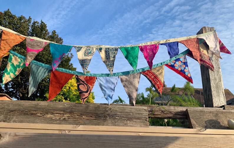 Recycled Bunting Made From Sari off Cuts. Unusual Bunting - Etsy