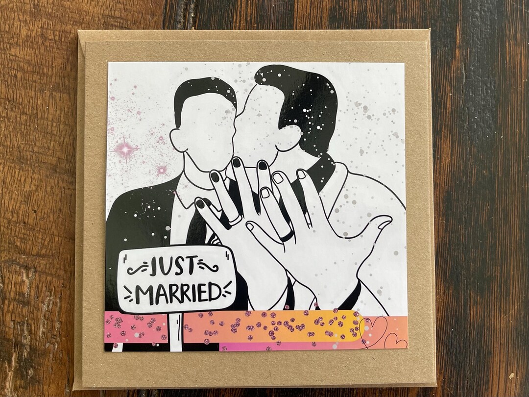 Gay Wedding Card, Gay Just Married Card, His and His, Mr and Mr Card ...