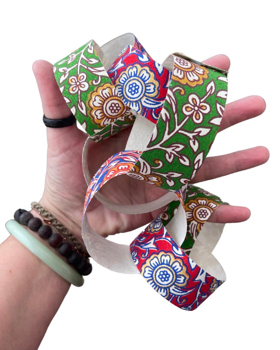 Recycled Paper Chains. Hand Printed Paper Chains for Parties and ...