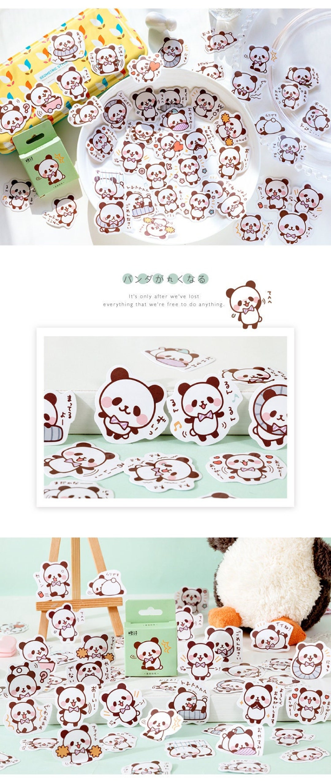 46 Cartoon Panda Stickers in A Box | Cute, Colourful, Collectible ...