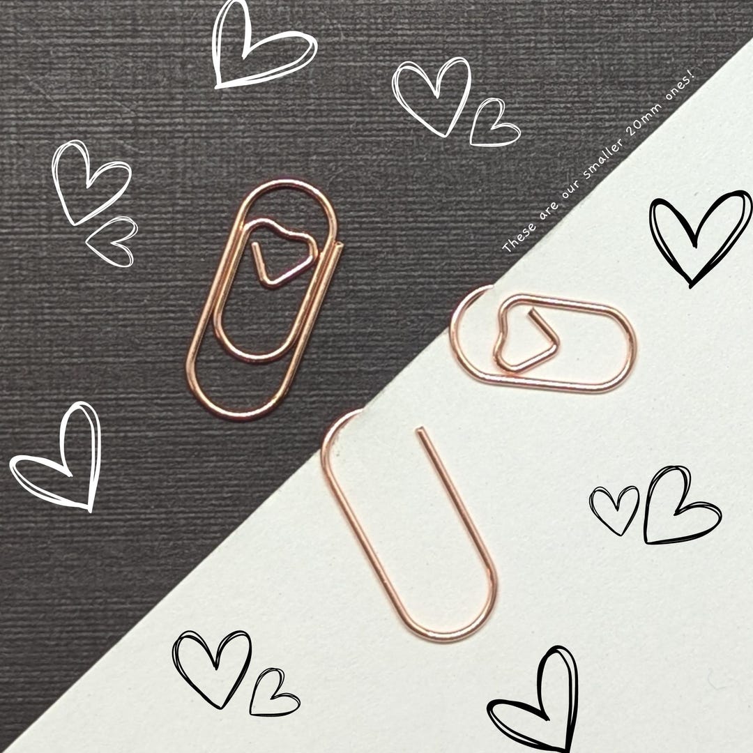 Heart 20mm Paperclip - Rose Gold Cute - Buy One, Set of 5 or Set of 20 ...