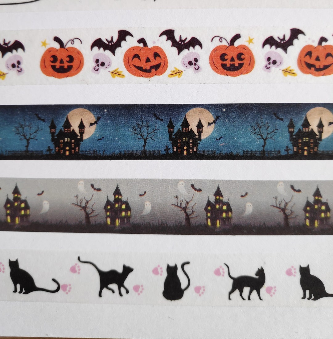 2023 Halloween Washi Tapes - 10m Rolls 15mm Wide - Black Cat Haunted ...