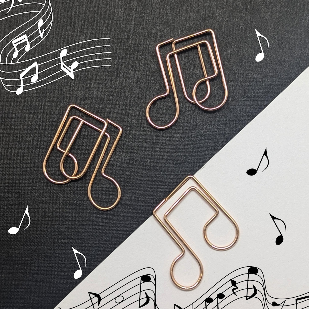 Musical Note Paperclip - Rose Gold Cute - Buy One, Set of 5 or Set of ...