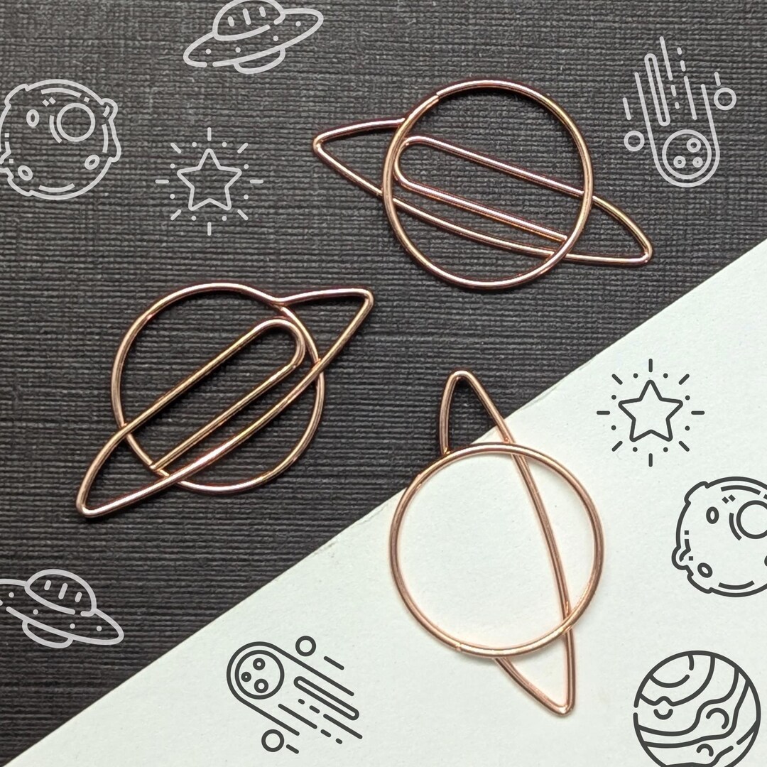Planet Paperclip - Rose Gold Cute - Buy One, Set of 5 or Set of 20 ...