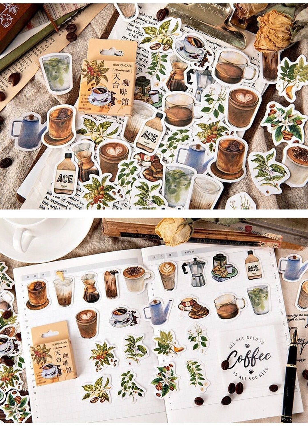 46 Coffee Art Stickers in A Box | Cute, Colourful, Collectible ...