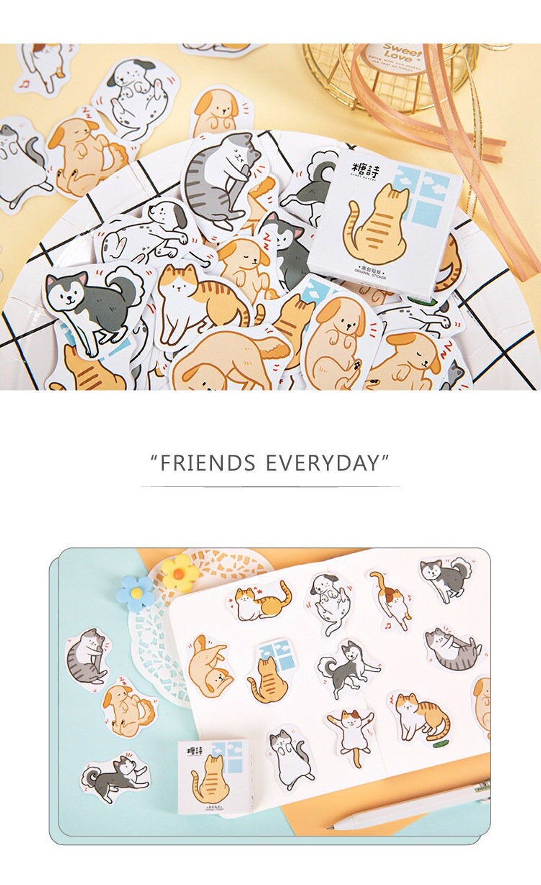 46 Cute N Cats Dogs Stickers in A Box | Cute, Colourful, Collectible ...
