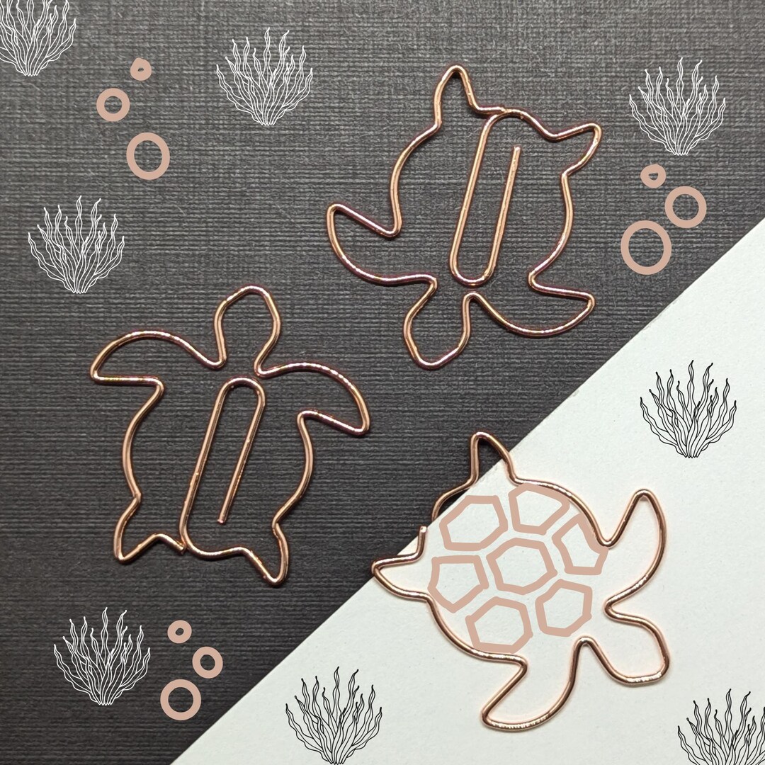 Turtle Paperclip - Rose Gold Cute - Buy One, Set of 5 or Set of 20 ...