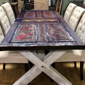 Hand-carved Wood Dining Table, Barn Wood Dine Table, Rustic Dining Room ...