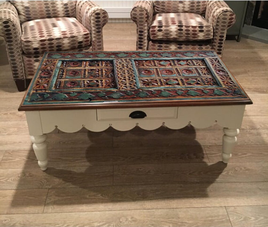 Hand-carved Coffee Table Reclaimed Wood Coffee Table Modern - Etsy