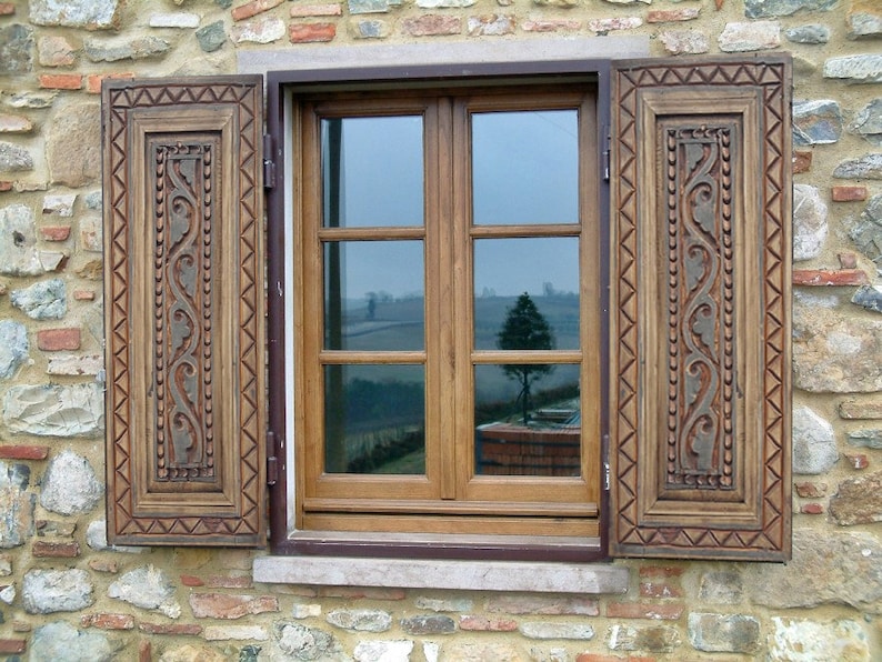Hand-carved Rustic Wood Shutters Indoor or Outdoor Exterior | Etsy