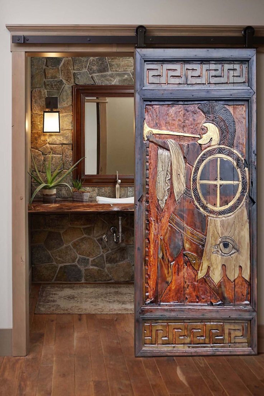 Hand-carved Lodge Barn Door Antique Doors Rustic Sliding Door Custom ...