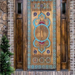 Hand-carved Tree of Life Front Door | Barn Doors | Antique Doors ...