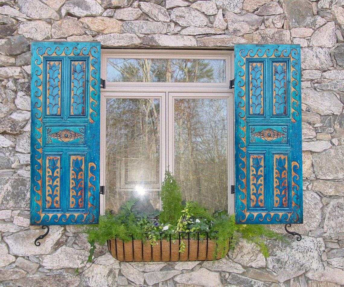 Hand-carved Rustic Wood Shutters Indoor or Outdoor Exterior | Etsy Canada
