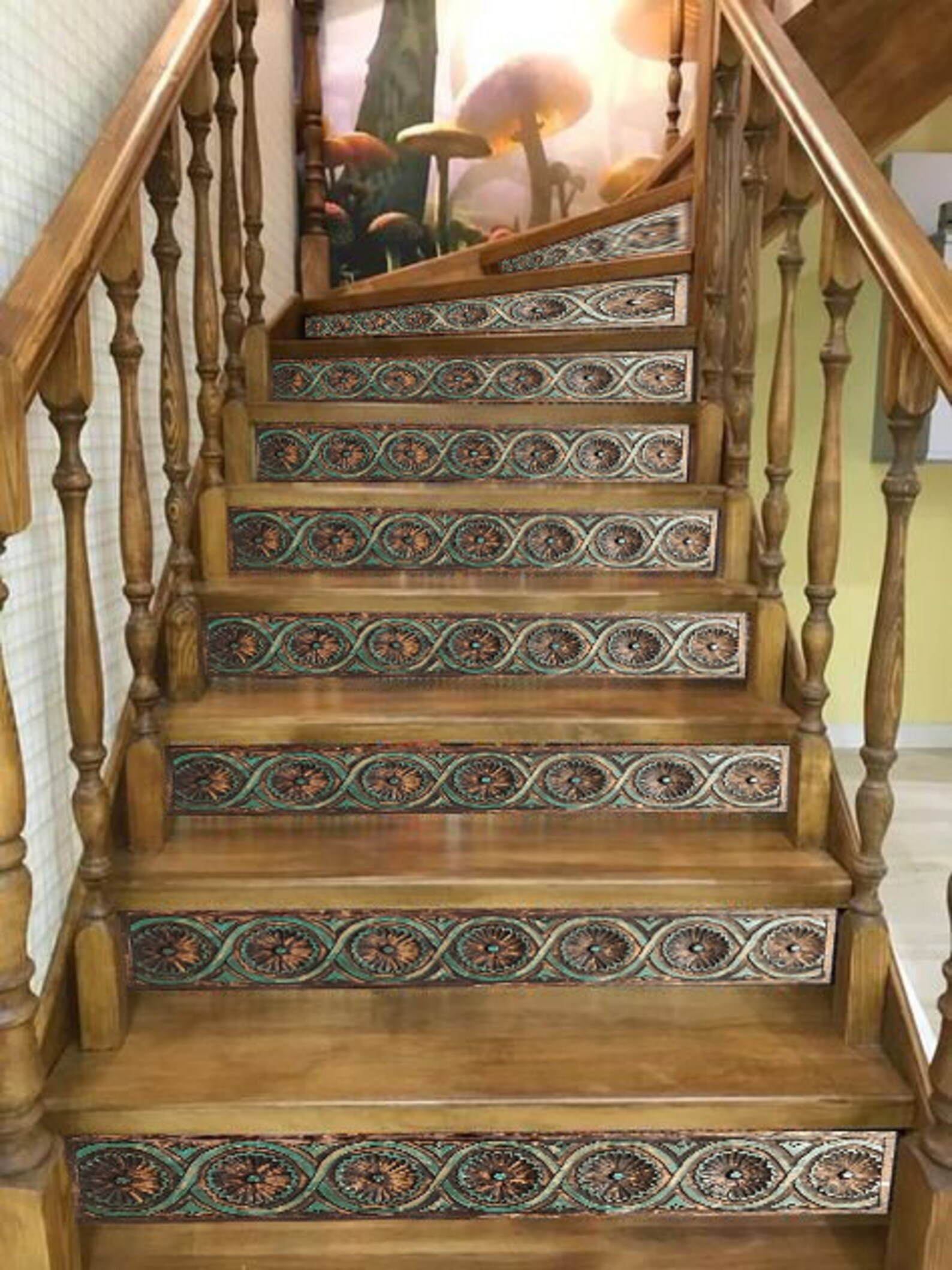 Hand-Carved Wood Stairs risers Decor Wooden Stair riser 10 | Etsy