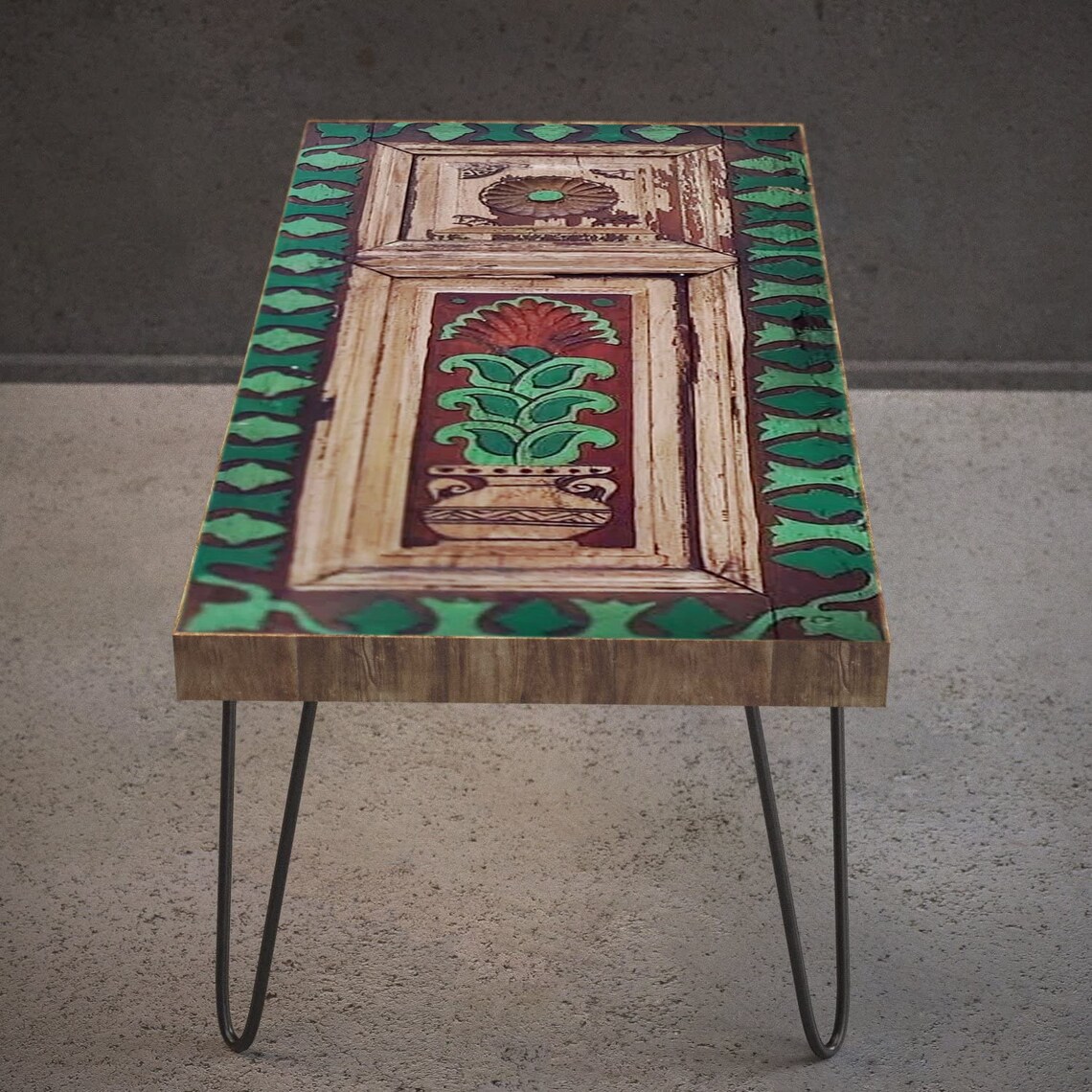 Bohemian Coffee Table Floral Carved Solid Wood Table - Etsy