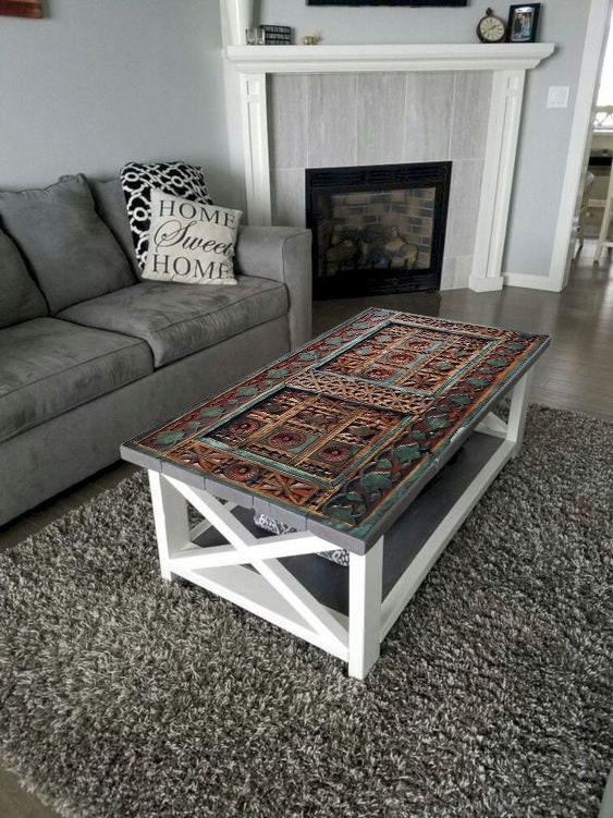 Hand-carved Coffee Table Reclaimed Wood Coffee Table Modern - Etsy