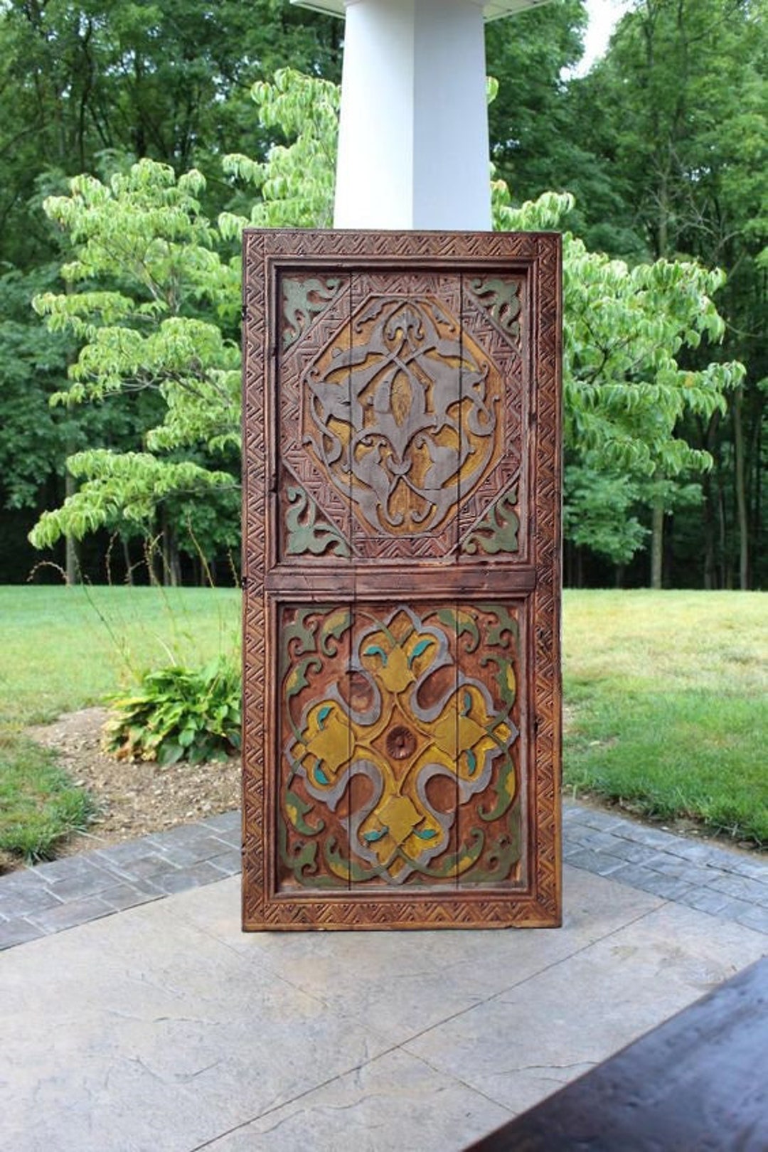 Mediterrenian Hand Carved Entry Door: Antique Style Barn Door, Wall Art ...
