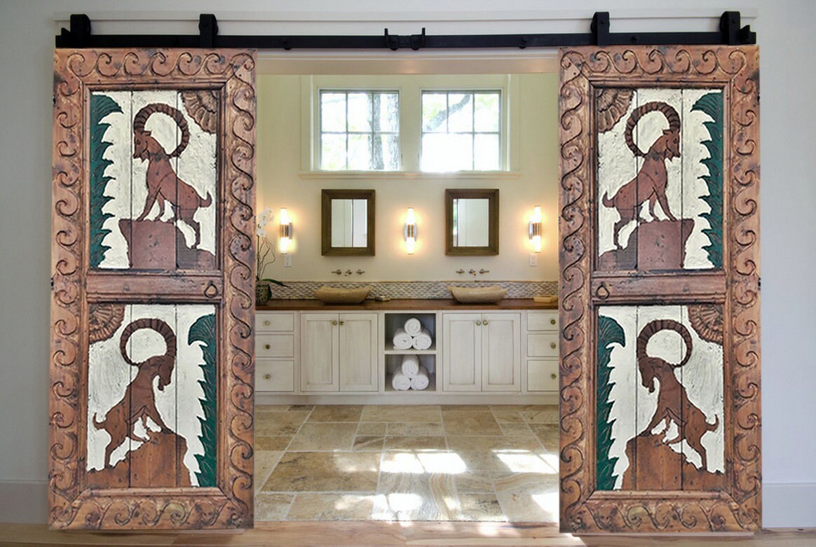 Barn Wood Rustic Dining Table Wild Goat Carved Custom Size | Etsy