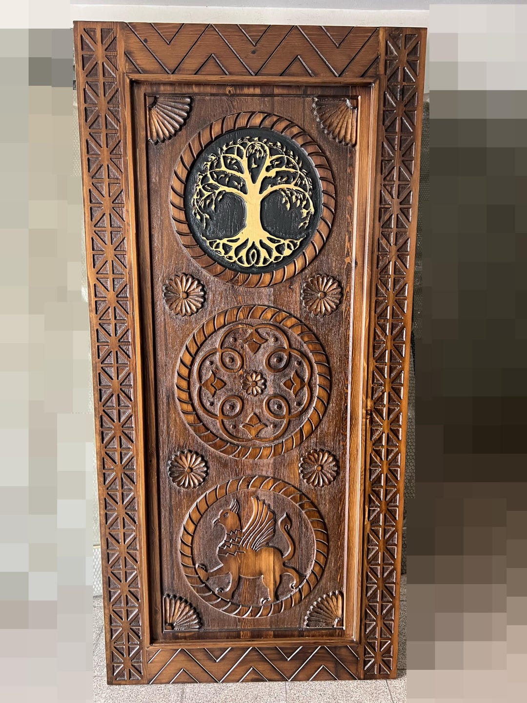 Tree of Life Hand Carved Door, 34 by 71 Inches, Antique Barn Door ...