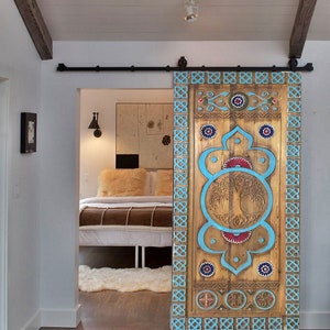 Hand-carved Tree of Life Front Door: Rustic Solid Wood Interior ...