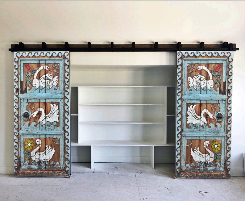 Swan Carved Farmhouse Barn Door Rustic Entrance Front Door - Etsy