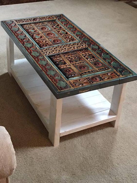 Hand-carved Coffee Table Reclaimed Wood Coffee Table Modern - Etsy