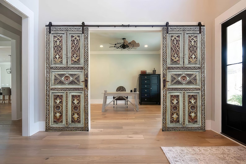 Hand Carved Solid Wood Barn Door: Custom Interior/exterior Entry - Etsy