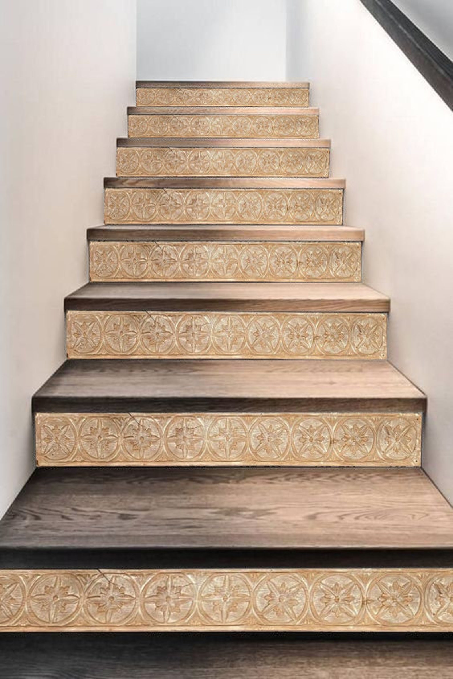 Hand-carved Wood Stairs Risers Decor Custom Size Wooden - Etsy India