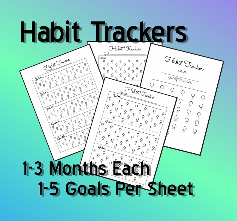 Bullet Journal Habit Trackers Printable PDF 3 Months/1 Goal - Etsy