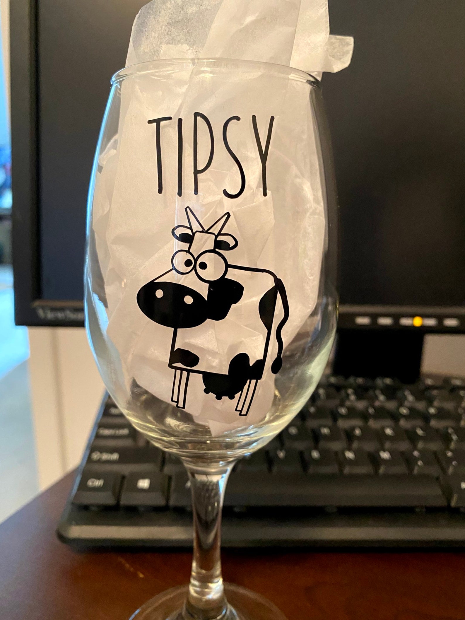 Wine Glasses With Stem Tipsy And Tipped 13 Ounces Etsy