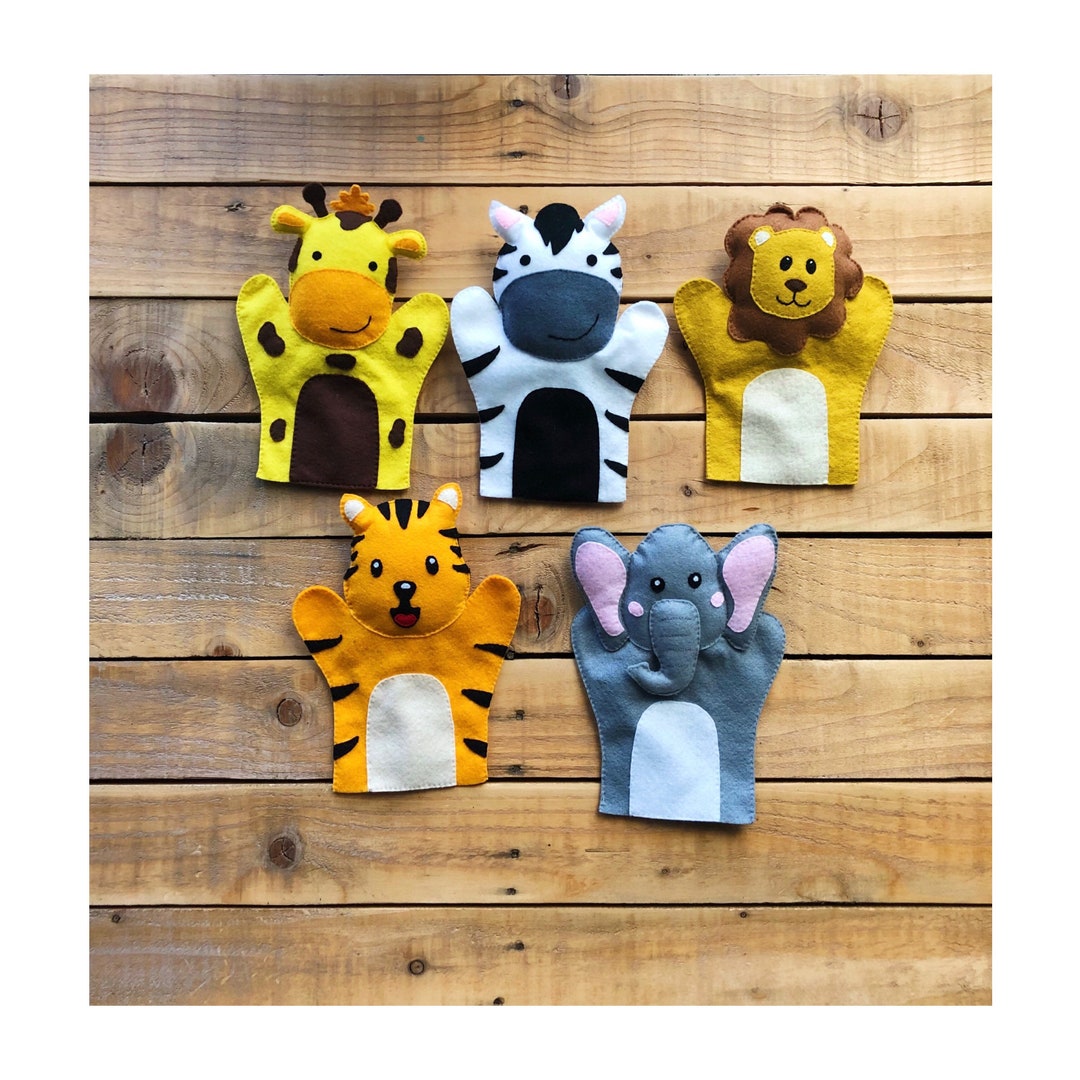 Jungle Animals Hand Puppets, Handmade Felt Puppet, Handmade Toys. - Etsy