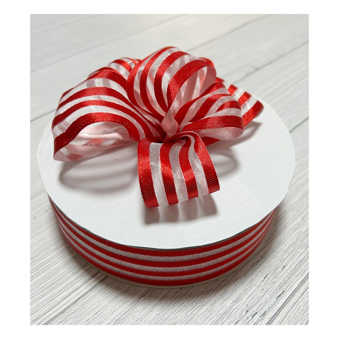 Kirkland Wire Edge Red Stripe Christmas Ribbon 1.5 Wide. Price per ...
